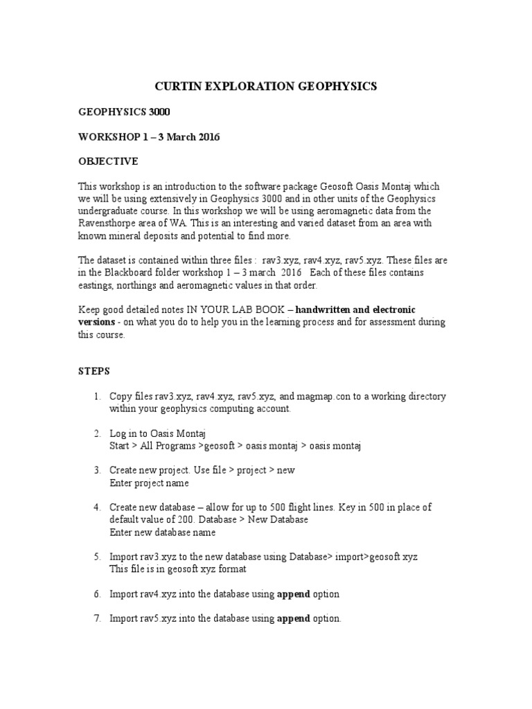 Oasis Montaj Complete Workflow Tutorial | PDF | Computer File | Map