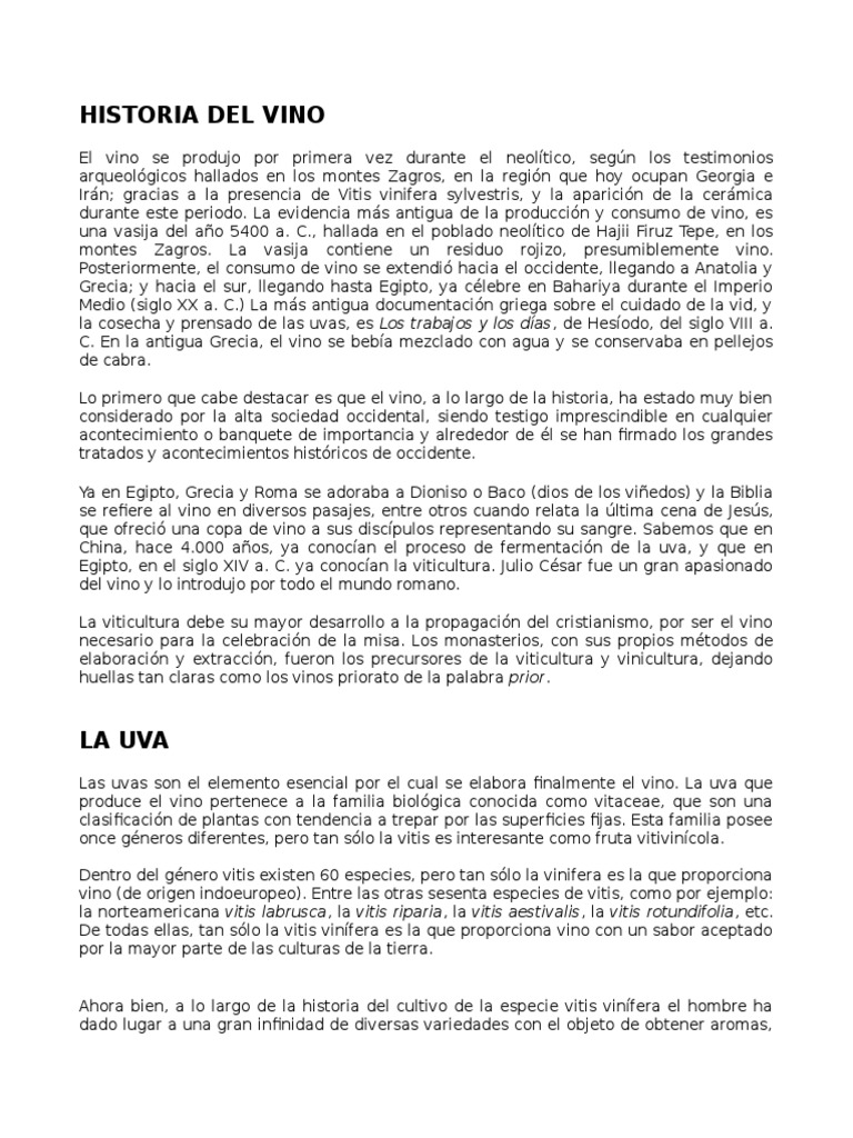 Historia Del Vino | PDF | Vitis | Vino