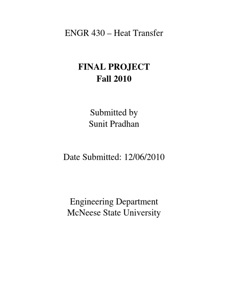 Heat Transfer Final Project | PDF | Heat Exchanger | Heat