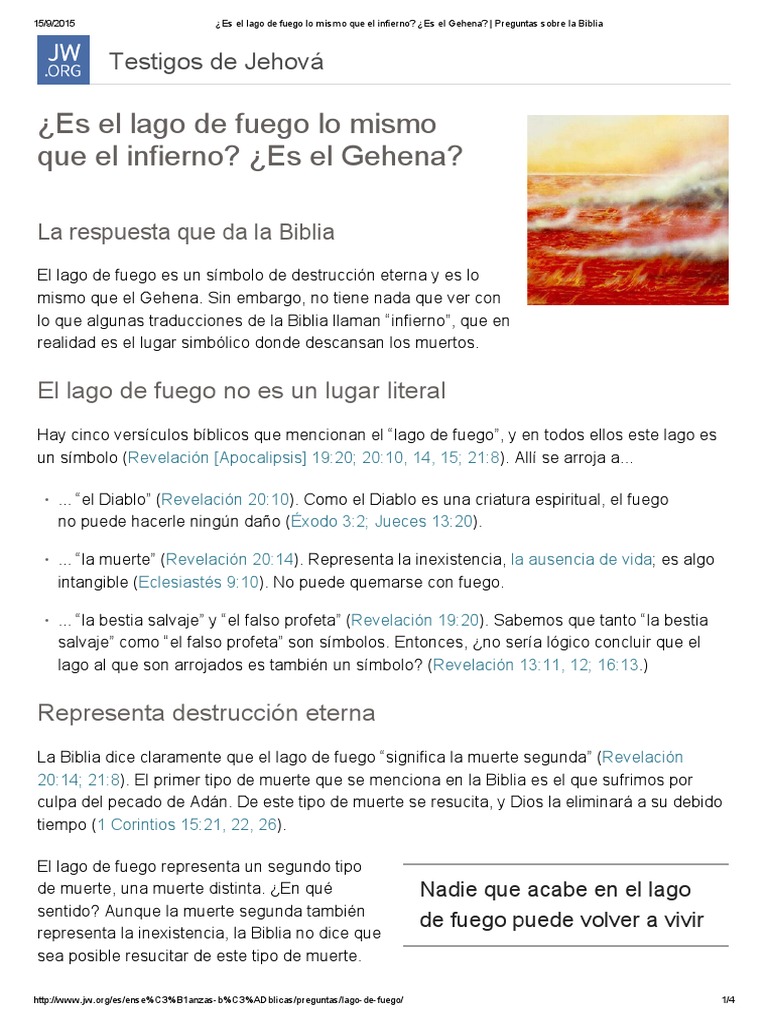 ¿Es El Lago de Fuego Lo Mismo Que El Infierno - ¿Es El Gehena ...