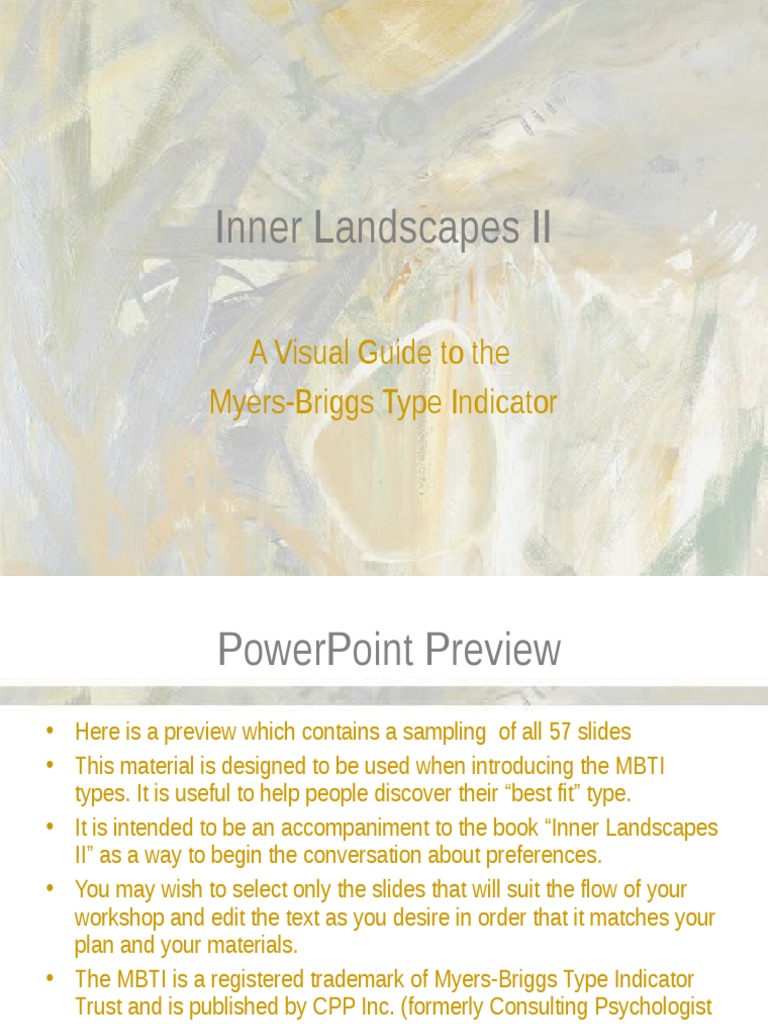 Inner Landscapes II: A Visual Guide To The Myers-Briggs Type Indicator ...