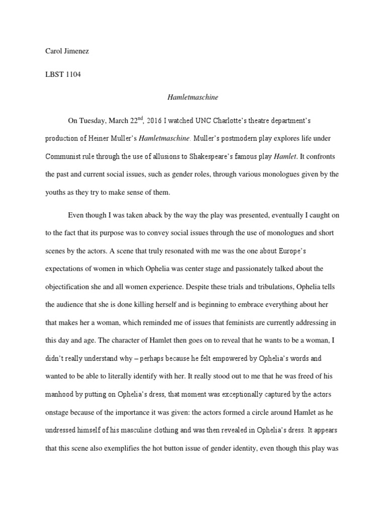 Hamlet Machine | PDF | Hamlet | Actor