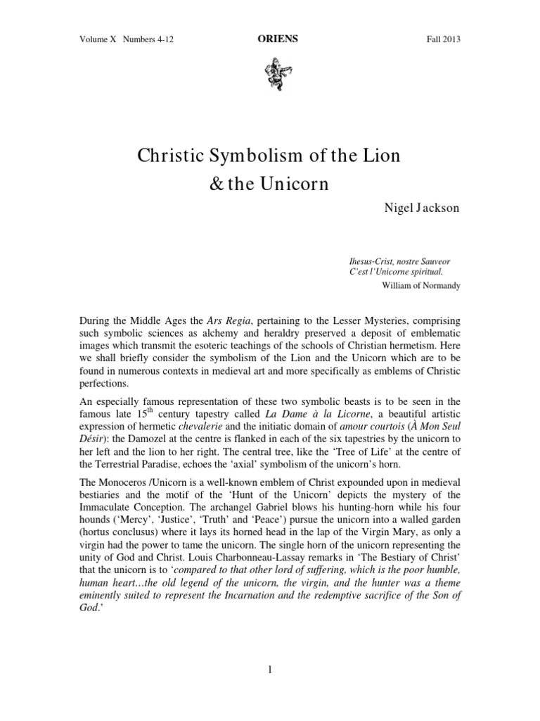 Christic Symbolism of The Lion & The Unicorn | PDF | Unicorn | Jesus