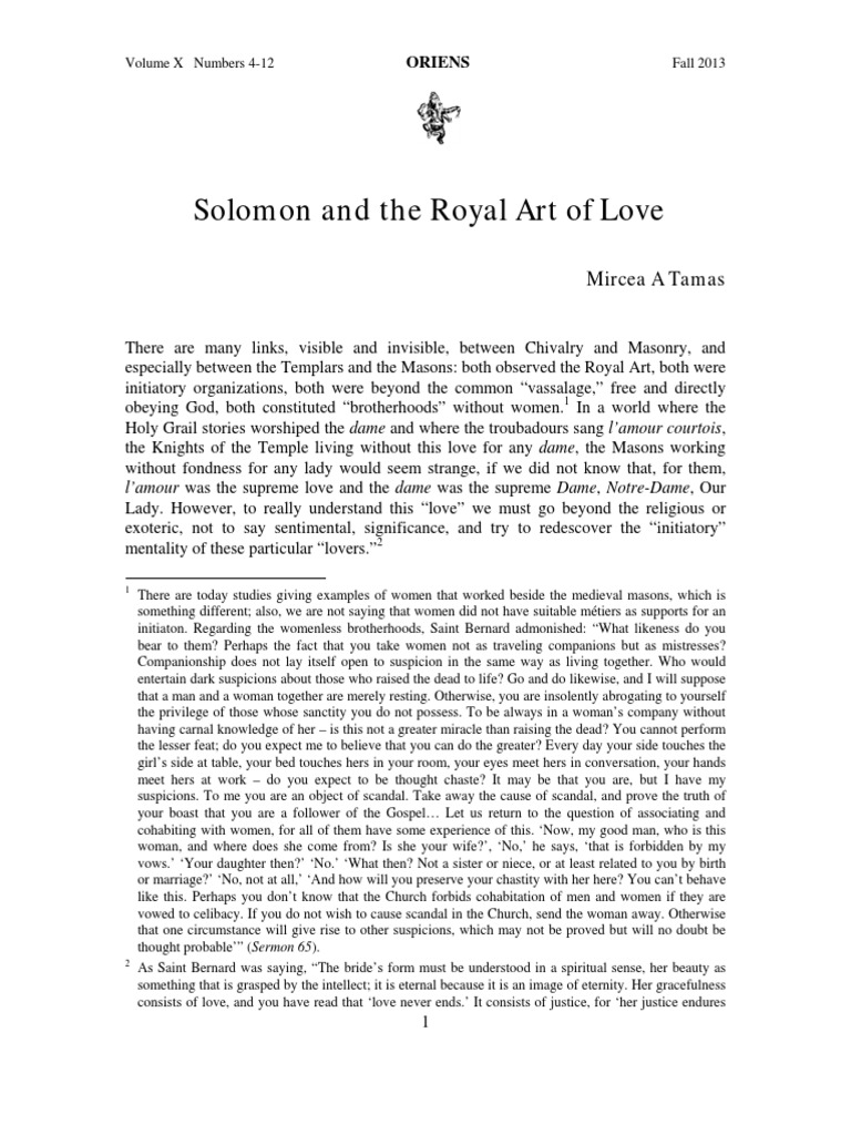 Solomon and the Initiatory Love Art | PDF | Solomons | Religious Ecstasy