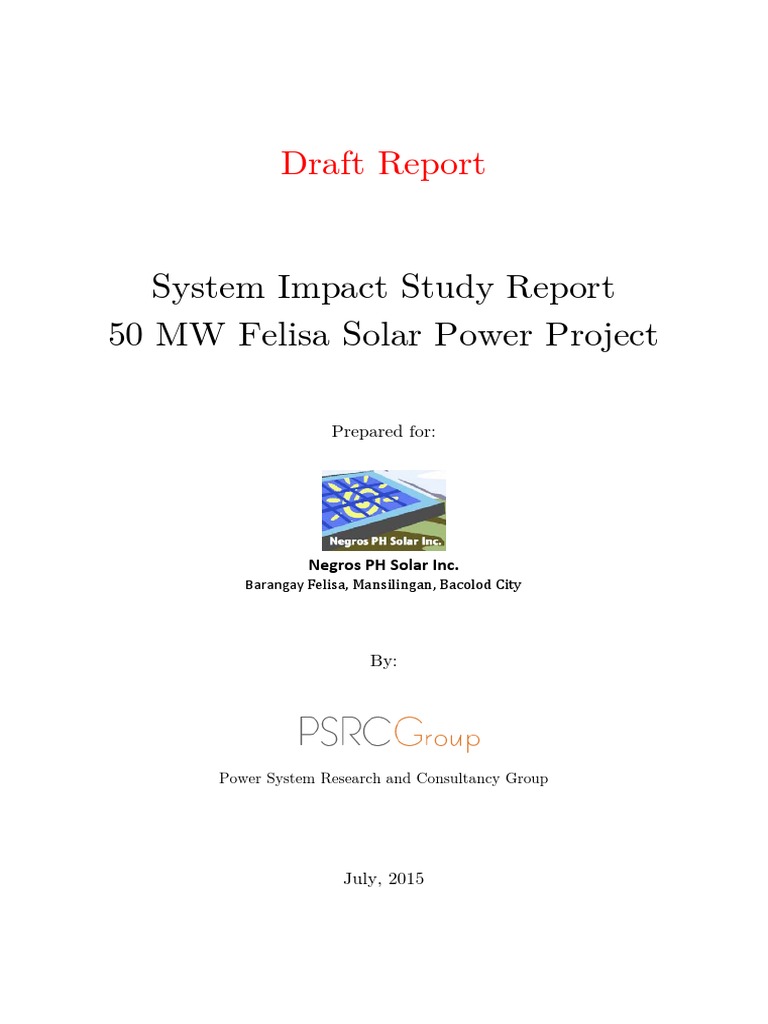 SIS Negros PH Solar Inc. 50 MW Solar Project PDF | PDF | Electrical ...