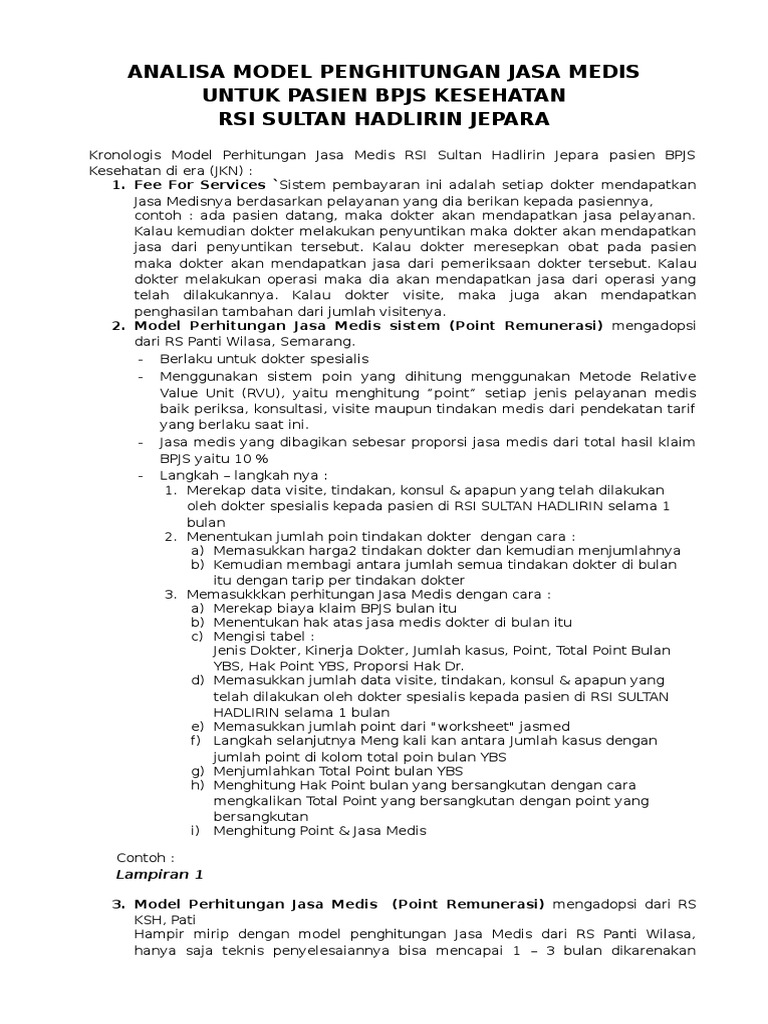 Analisa Model Penghitungan Jasa Medis | PDF