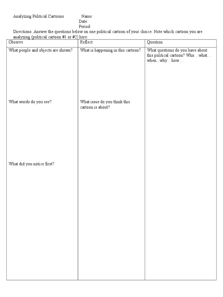 Political Cartoon Analysis Guide | PDF