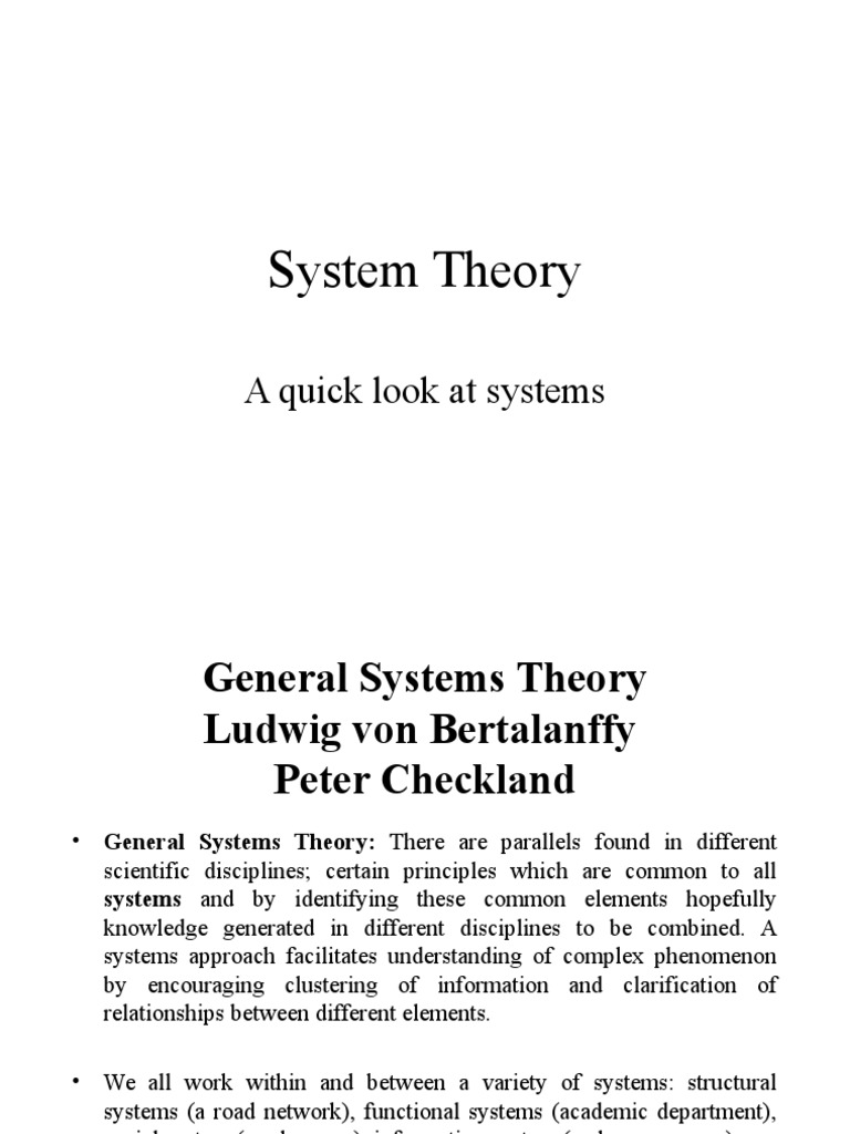 Systems Theory | PDF | System | Systems Theory
