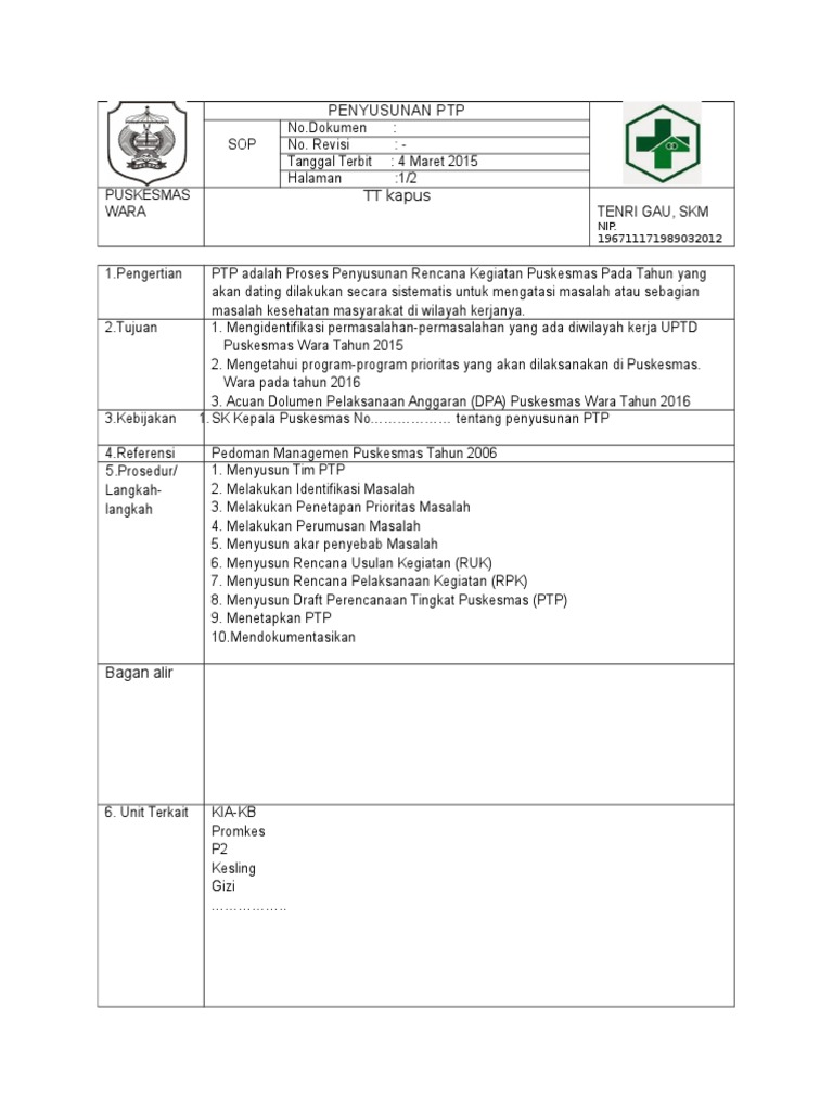 Sop Penyusunan PTP | PDF