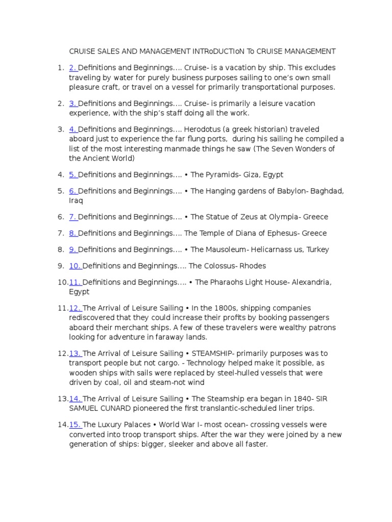 Cruise Sales and Management Introduction to Cruise Management | Ocean ...