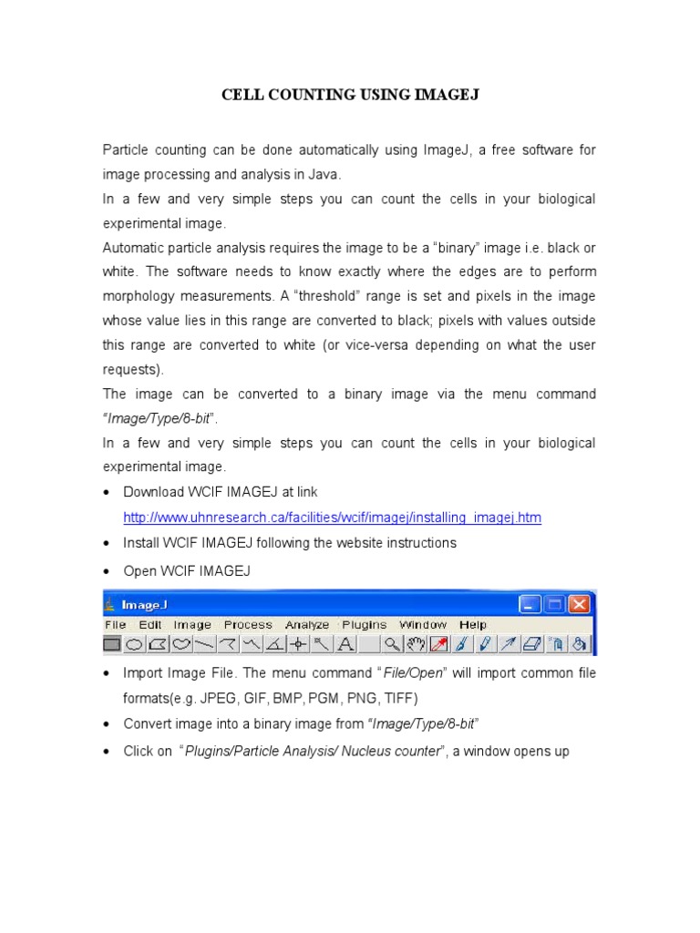Cell Counting Guide for ImageJ Users | PDF | Computers
