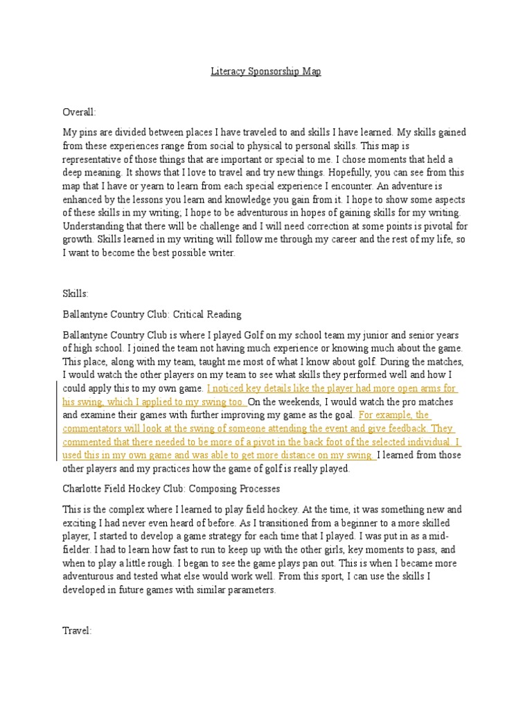 Mapping Literacy Sponsorship Experiences | PDF | Literacy | Knowledge