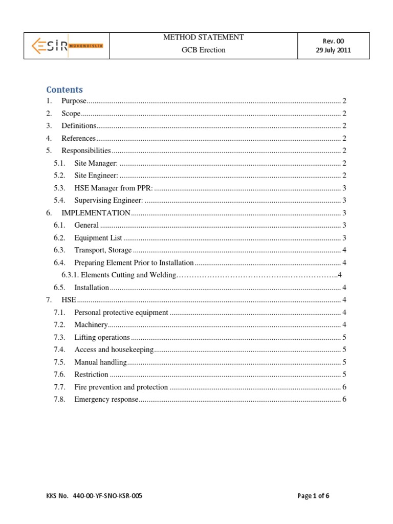 Method Statement For GCB | PDF | Personal Protective Equipment | Crane ...