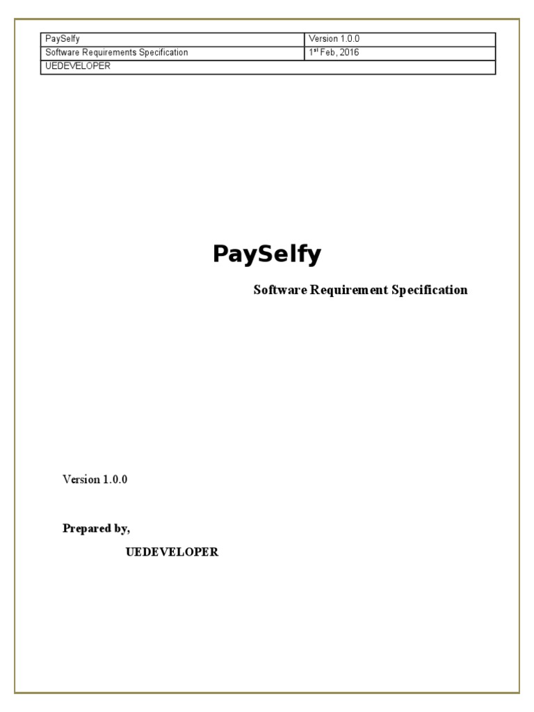 Payselfy Mobile App SRS | PDF | Java (Programming Language) | Java Platform
