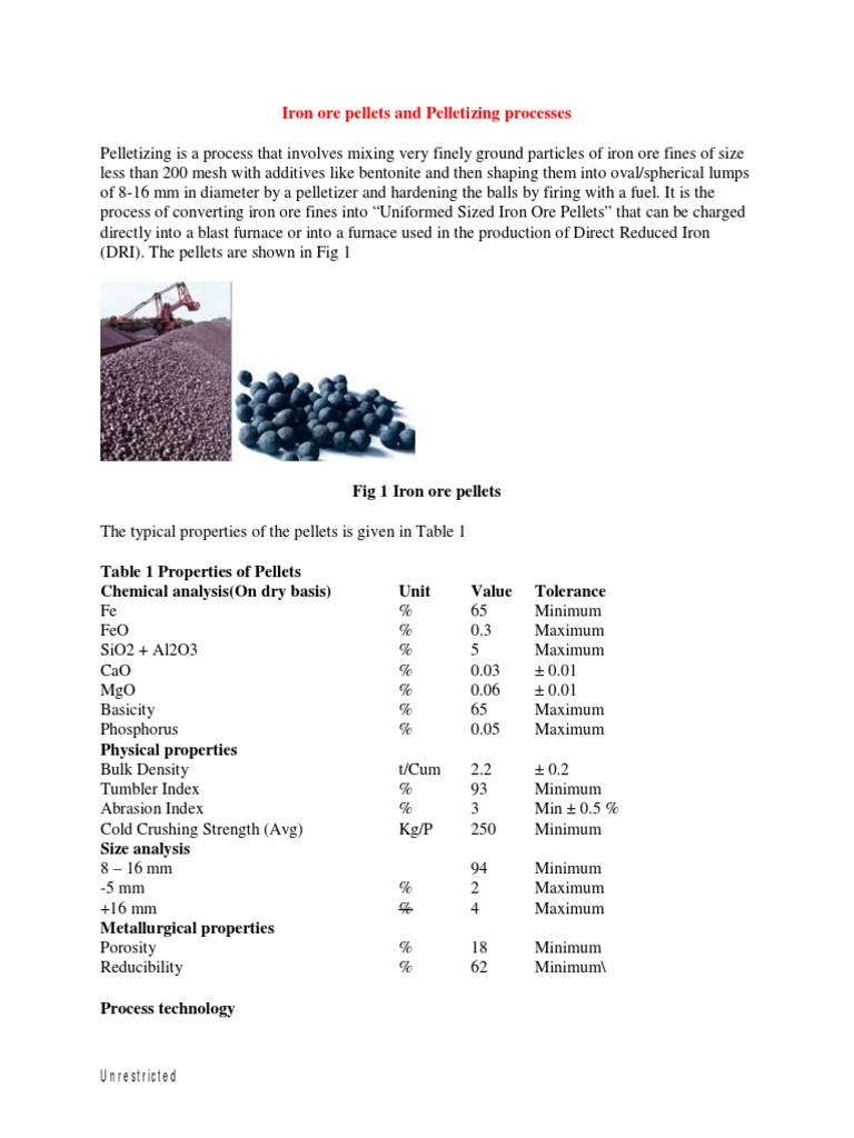Iron Ore Pellets and Pelletizing Processes | PDF | Iron Ore | Blast Furnace
