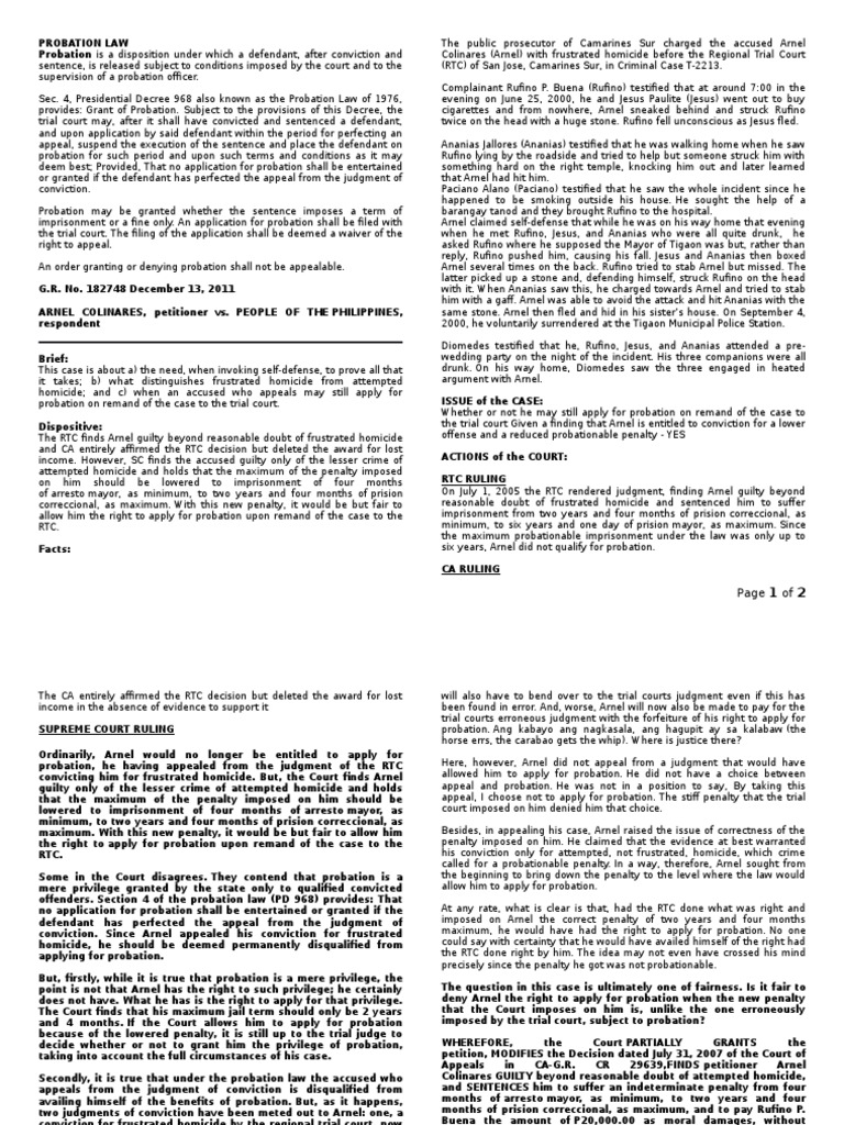 Colinares vs. People | PDF | Probation | Sentence (Law)