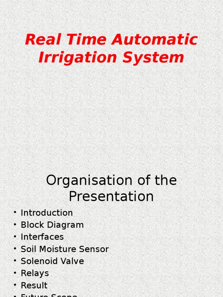 Real Time Automatic Irrigation System | PDF | Relay | Irrigation