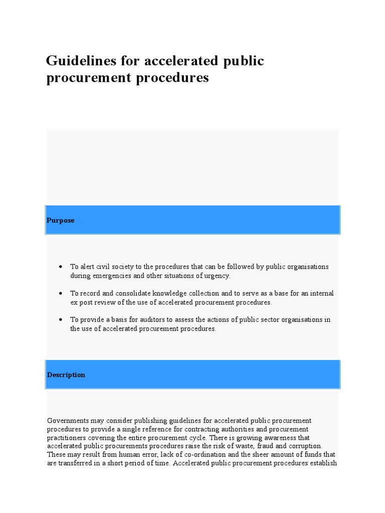 Guidelines For Accelerated Public Procurement Procedures | PDF ...