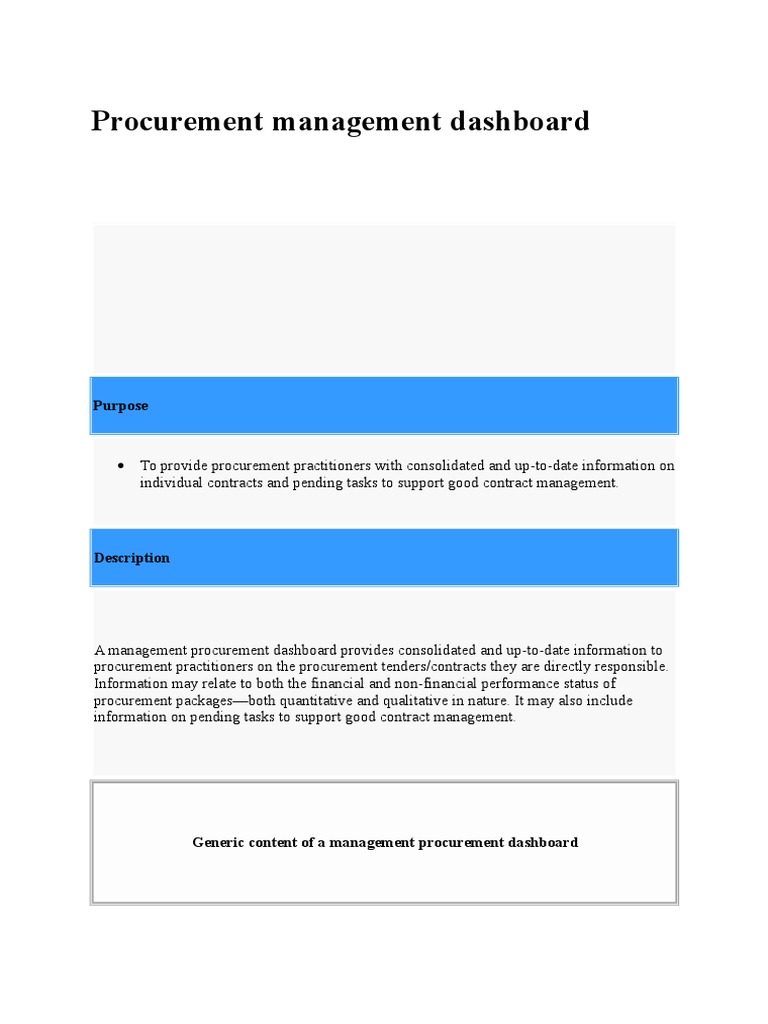 Procurement Management Dashboard Overview | PDF | Business | Finance ...