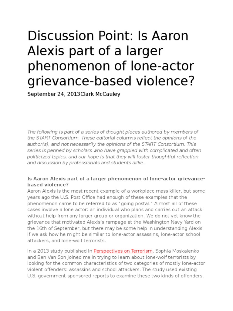 Discussion Point: Is Aaron Alexis Part of A Larger Phenomenon of Lone ...