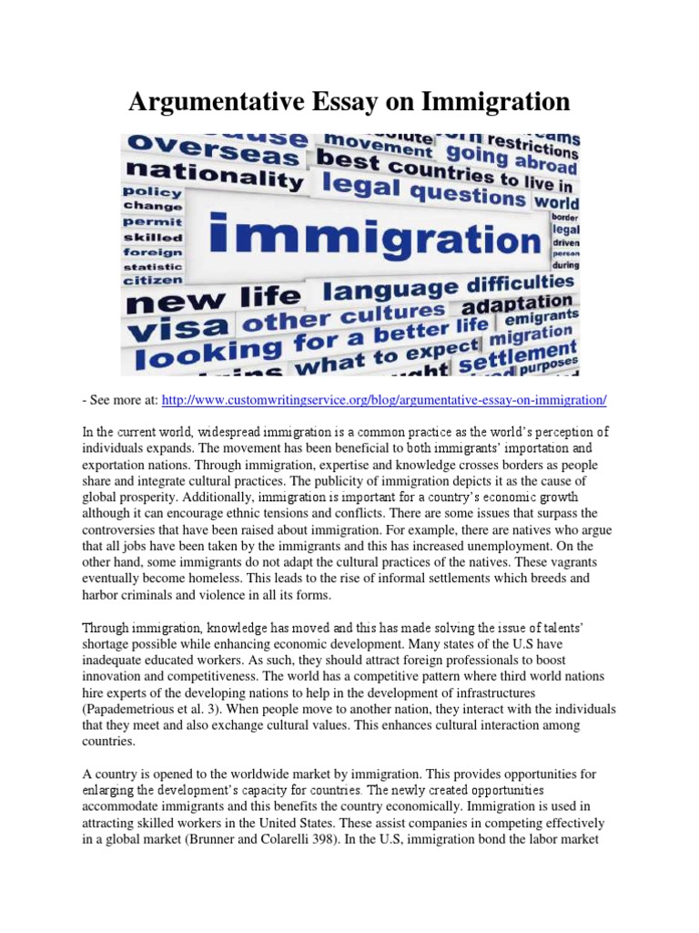 Argumentative Essay On Immigration PDF | PDF | Immigration | Employment