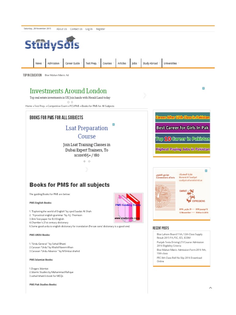 Books For PMS For All Subjects | PDF | Pakistan | Further Education