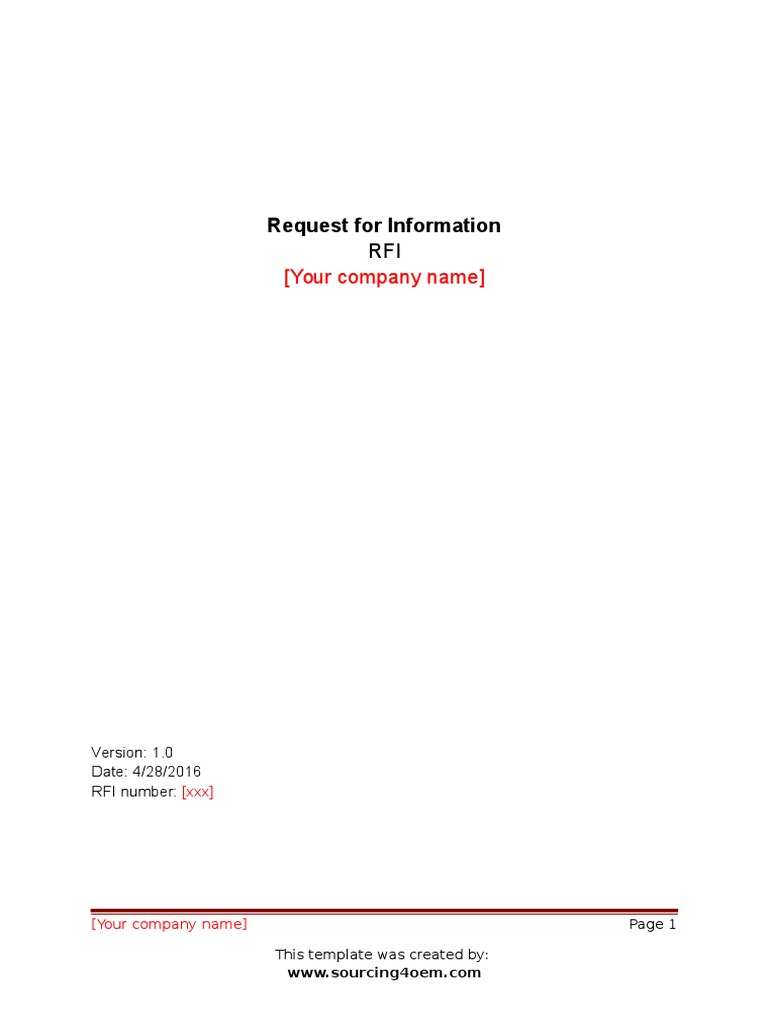 Rfi Template Request For Information | PDF | Request For Information ...