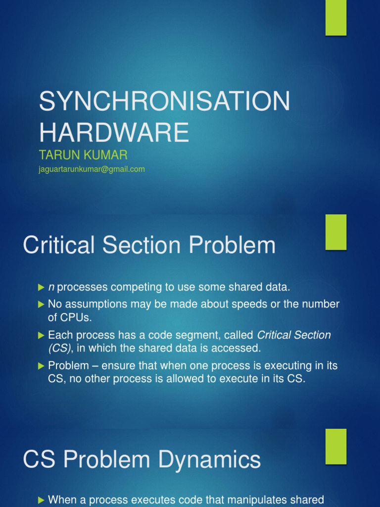 Synchronisation Hardware | PDF | Process (Computing) | Computer Architecture