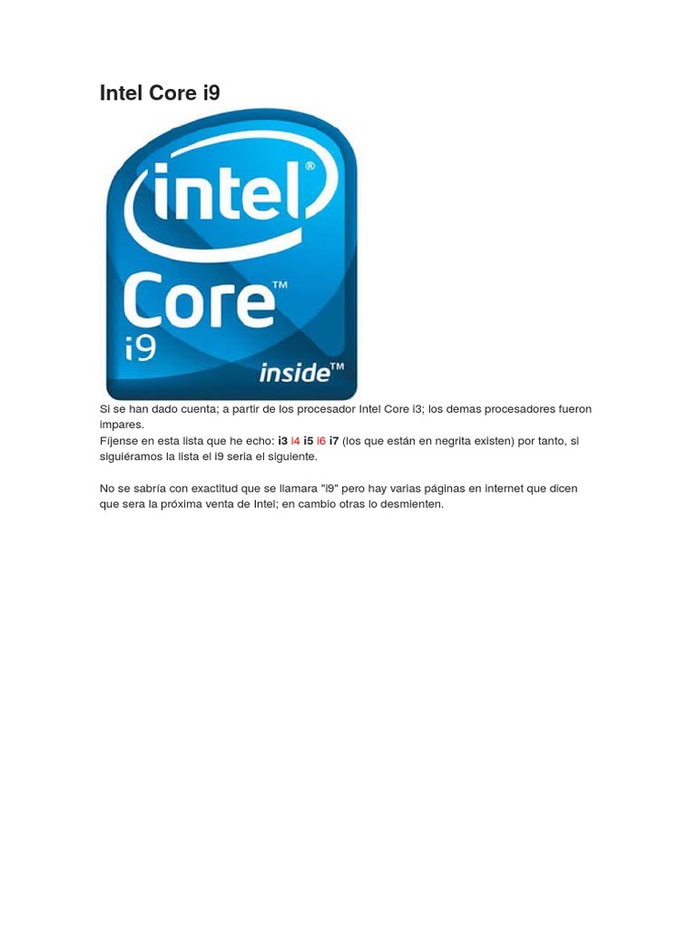 Intel Core I9 | PDF | Microprocesador | Circuito integrado