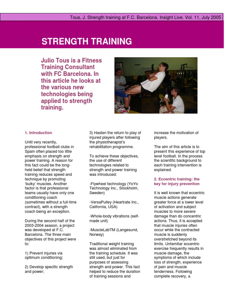 Strength Training at FC Barcelona - Julio Tous | PDF | Electromyography ...