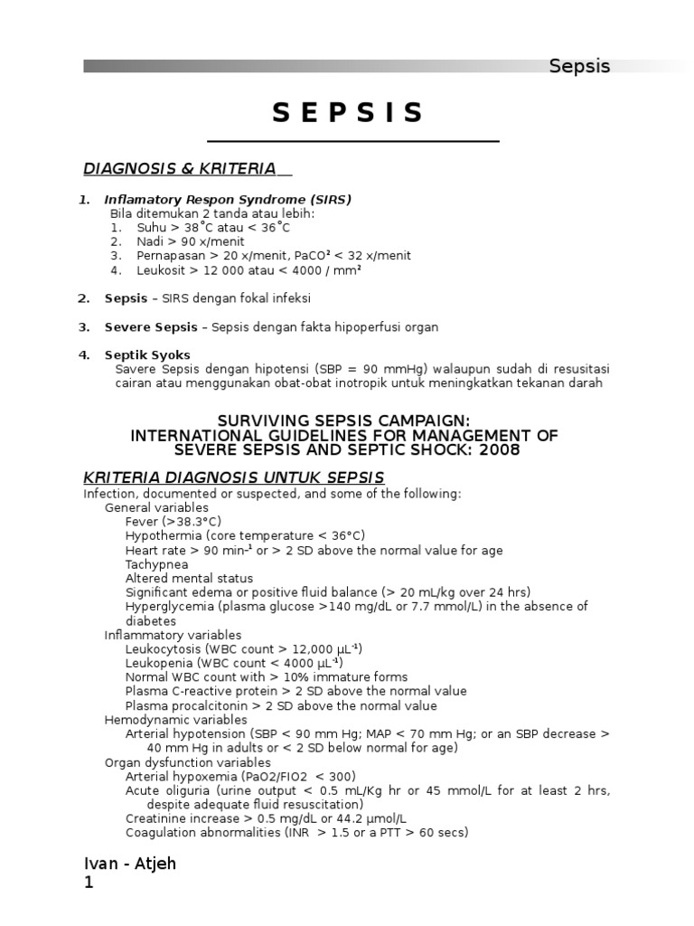 Sepsis: Diagnosis & Kriteria | PDF | Wellness | Science & Mathematics