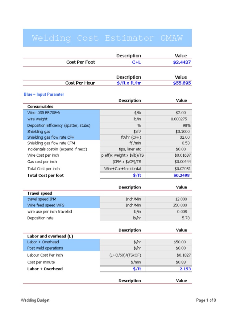 Welding Cost Estimator Pub | PDF | Electricity | Electric Heating