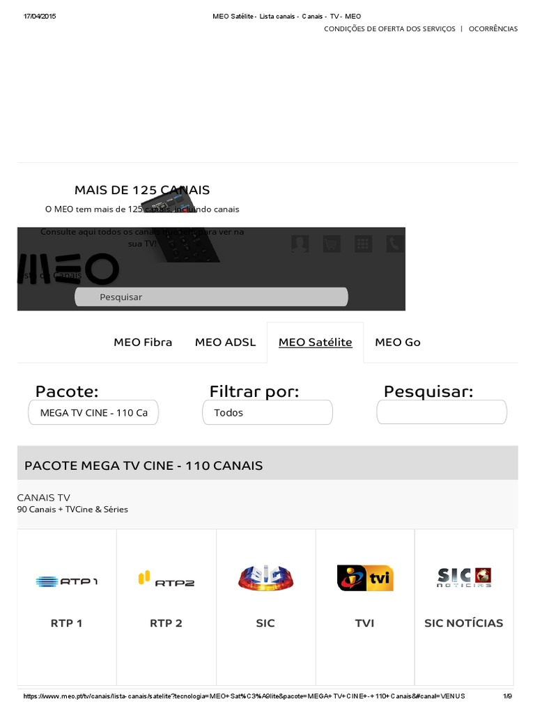 MEO Satélite - Lista Canais - Canais - TV - MEO | PDF | Formatos de ...