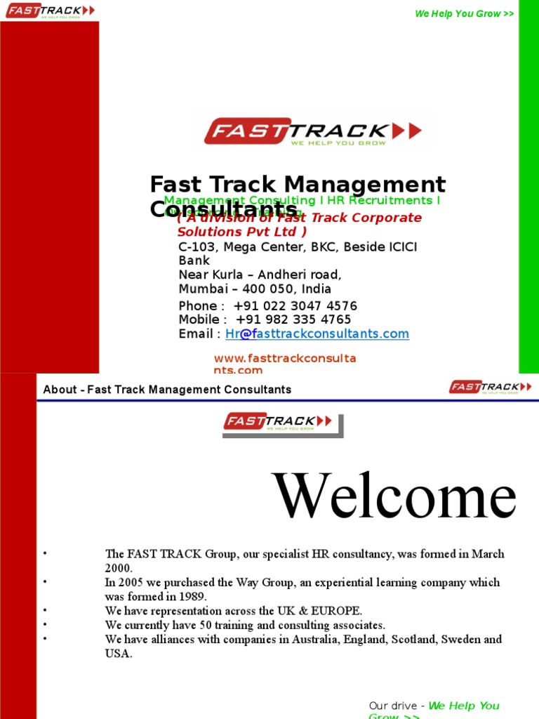 Fast Track Management Consultants: (A Division of Fast Track Corporate ...