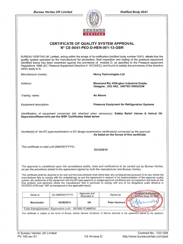 Certificate of Quality Safety Valve | PDF