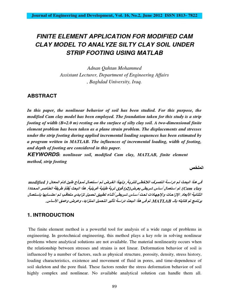Using Matlab For Modified Cam Clay | PDF | Elasticity (Physics) | Young ...