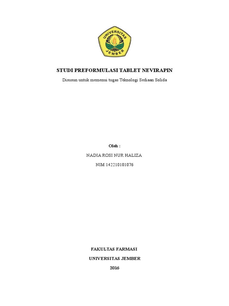 Studi Preformulasi Tablet Nevirapin | PDF