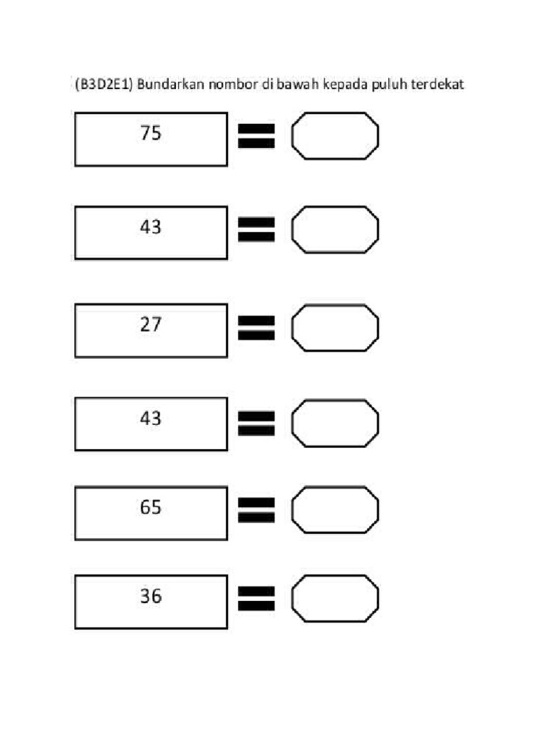 Bundarkan Nombor Di Bawah Kepada Puluh Terdekat | PDF