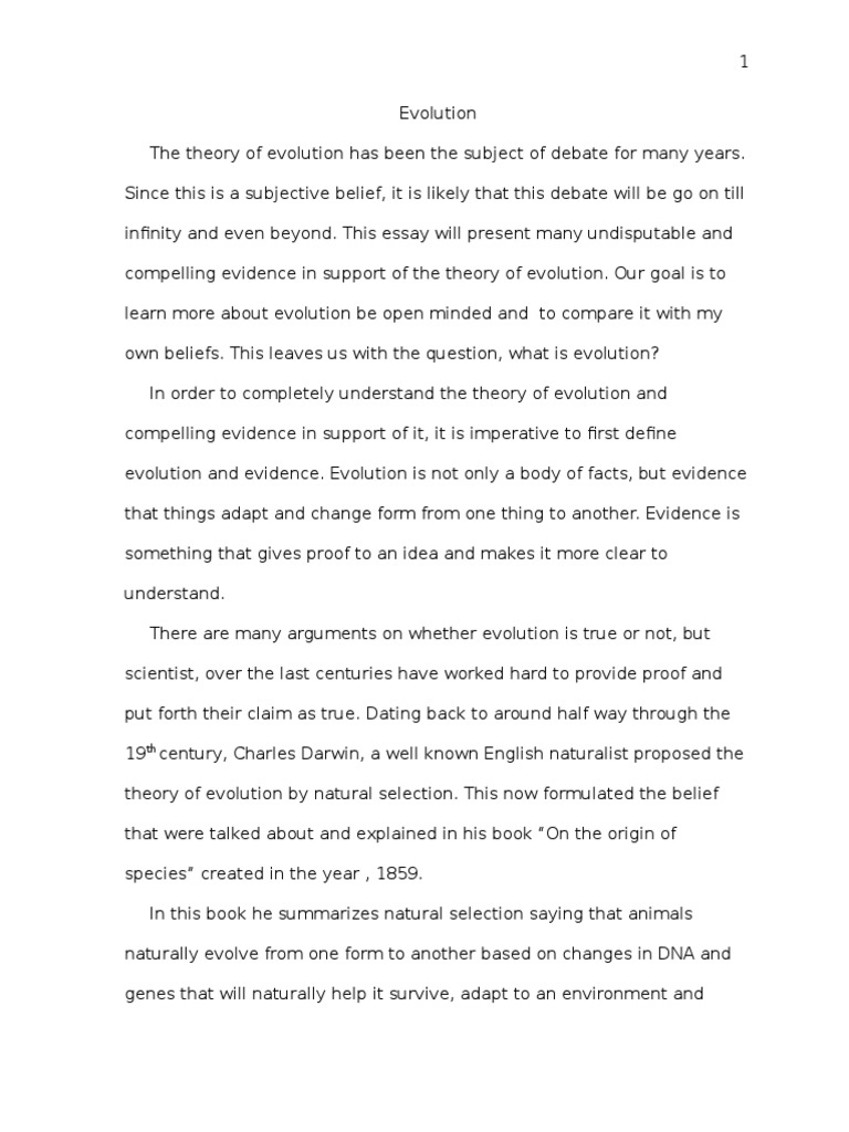 Evolution Essay | PDF | Natural Selection | Evolution