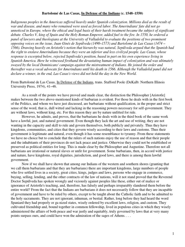 05 Bartolomé de Las Casas, in Defense of The Indians | PDF | Barbarian ...