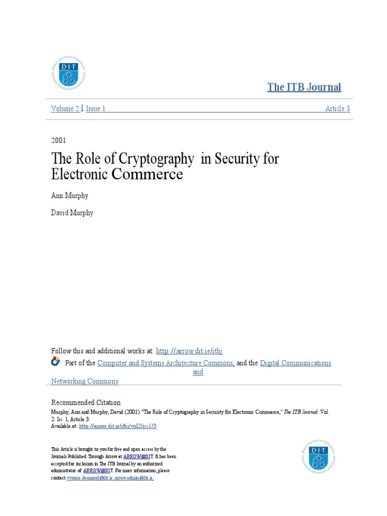 The Role of Cryptography in Security For Electronic Commerce | PDF | Public Key Cryptography ...