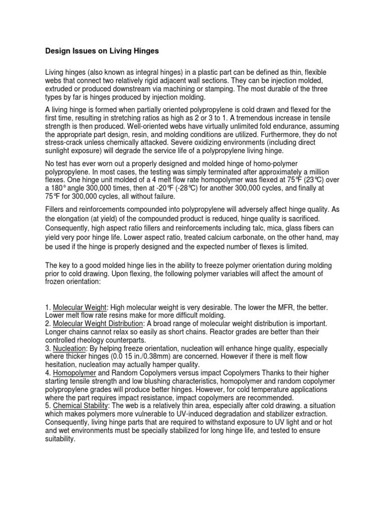 Living Hinge Design | PDF | Polymers | Extrusion