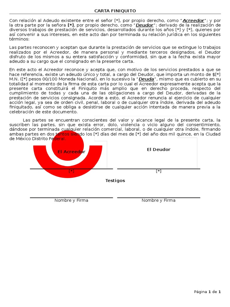 Carta Finiquito Formato | PDF | Derecho