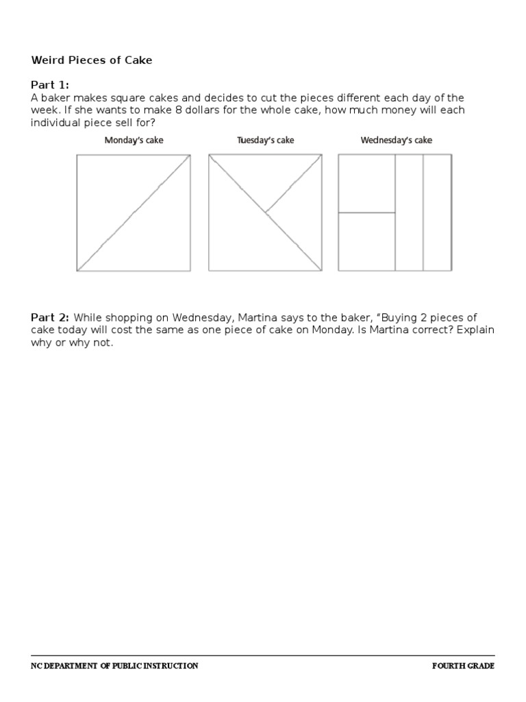 Cake Math for Fourth Graders | PDF