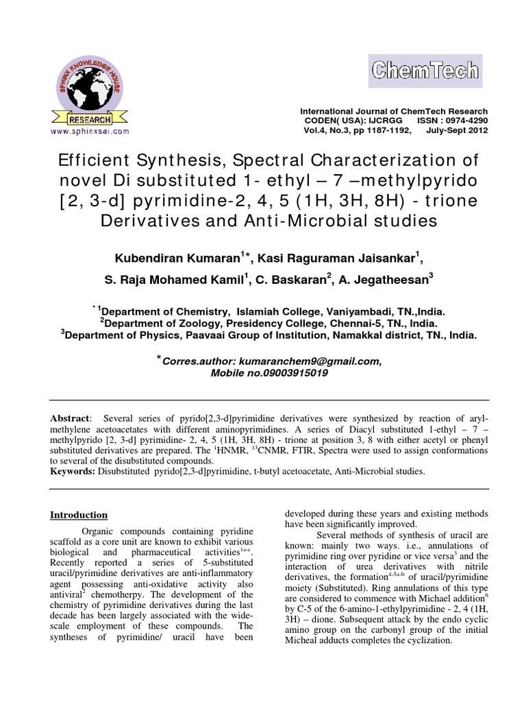 Synthesis of Di-substituted Pyrido Derivatives | PDF | Pyridine ...