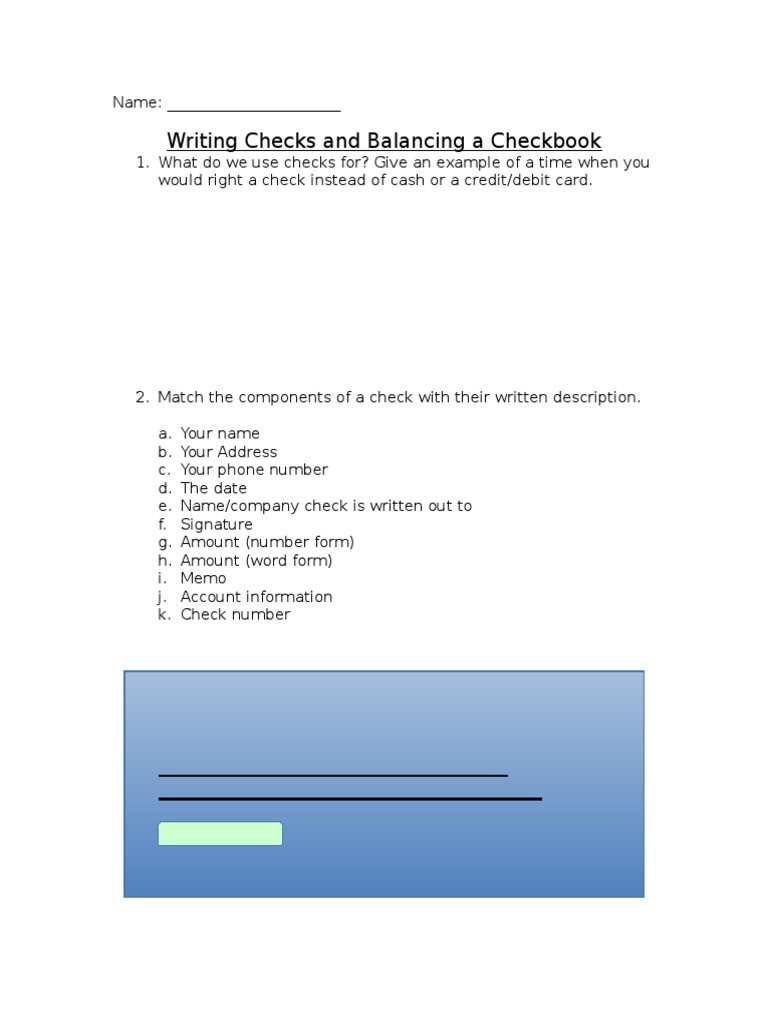 Checkbook Balancing Lesson Plan | PDF