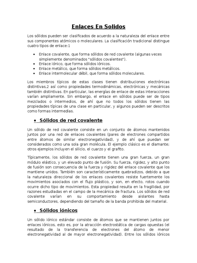 Enlaces en Solidos | PDF | Diagrama de fases | Fase (materia)