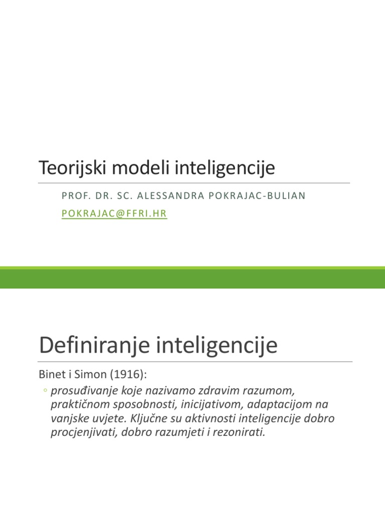 Teorijski Modeli Inteligencije | PDF