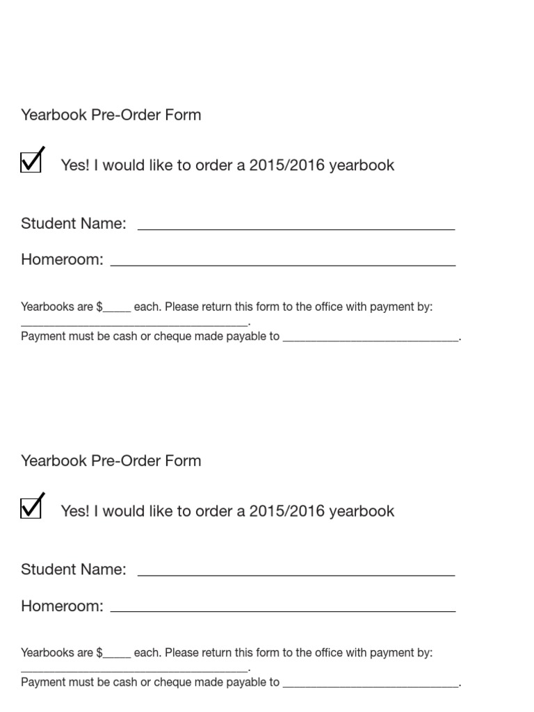 Yearbook Pre-Order Form 2015/2016 | PDF