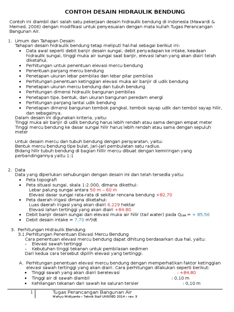 Contoh Desain Bendung | PDF | Metode & Bahan Ajar | Sains & Matematika